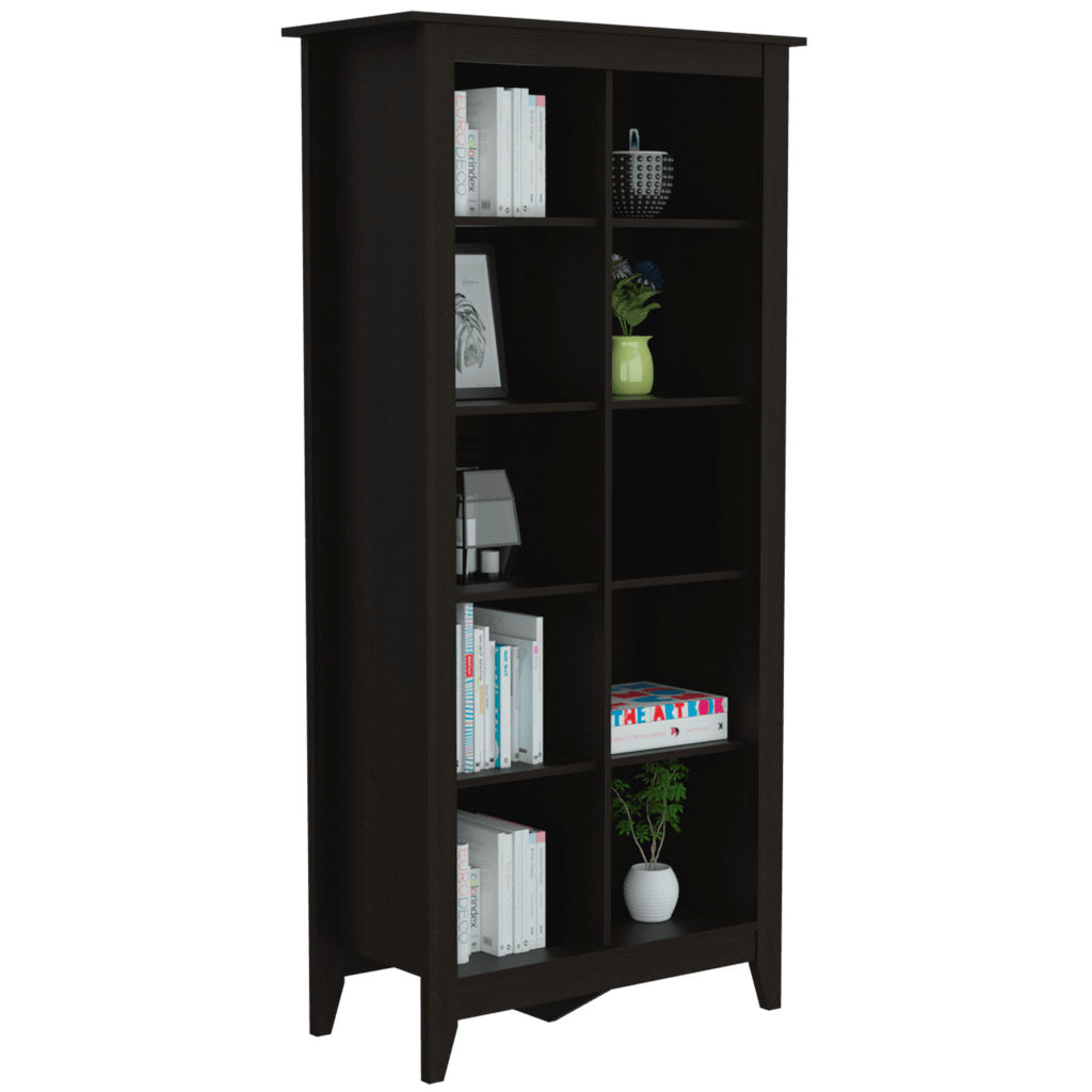 BIBLIOTECA SARUME, WENGUE, CON CINCO ENTREPAÑOS DOBLES – Almacenes Flamingo
