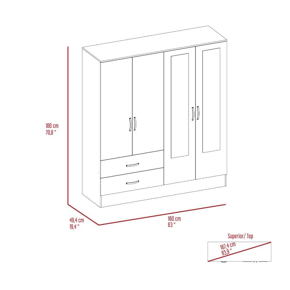 CLOSET QUILES, HUMO Y WENGUE, CON DOS ESPEJOS Y CUATRO PUERTAS ABATIBL ...